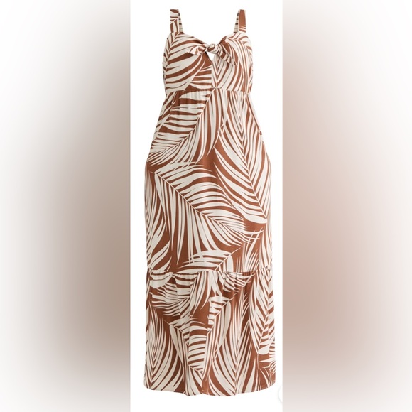 Terra & Sky | Dresses | Terra Sky Size 4x Brown And White Leaf Maxi ...